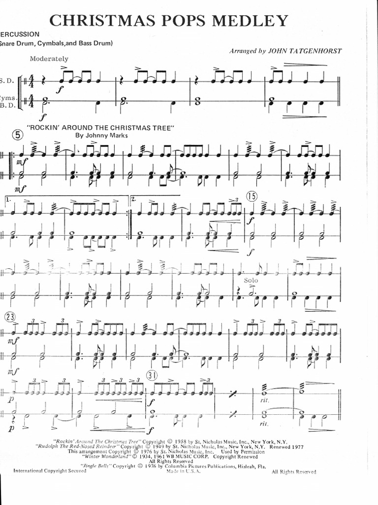 Christmas Percussion Medley Sheet Music | PDF | Percussion Instruments ...