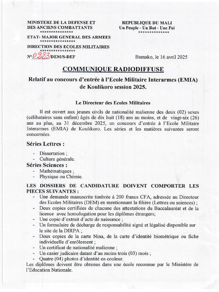 Concours EMIA 2025 | PDF