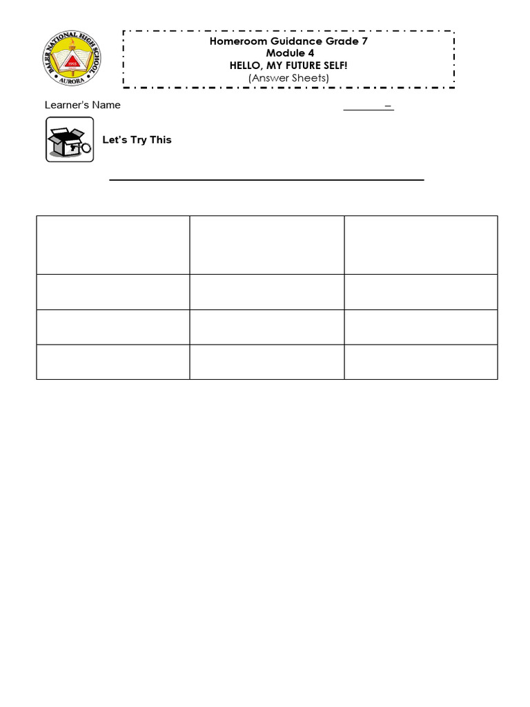 HGP G7 Q1 M4 Answersheets | PDF