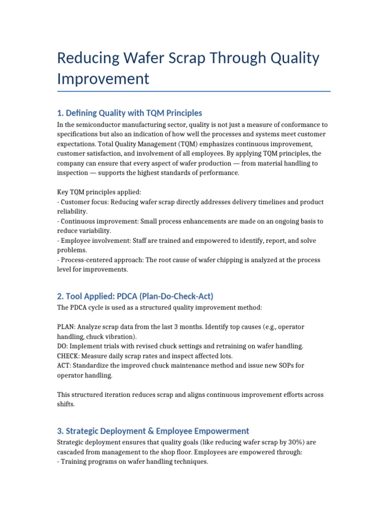 Reducing Wafer Scrap Through Quality Improvement | PDF | Quality ...