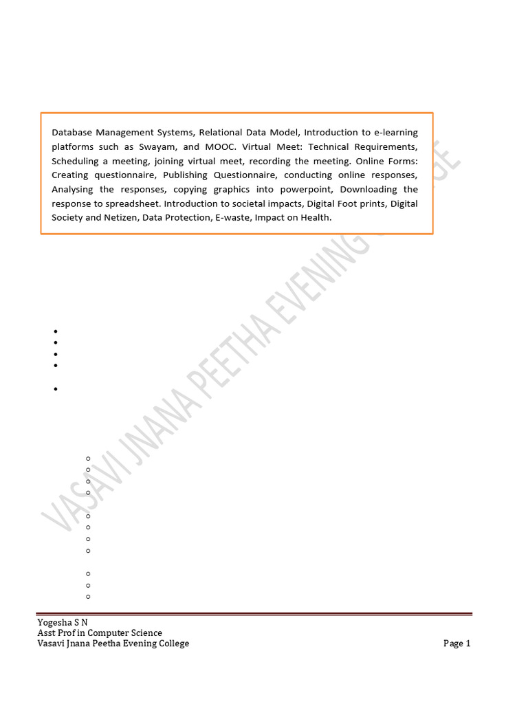 Computer Application Unit 3 Pdf Databases Relational Database