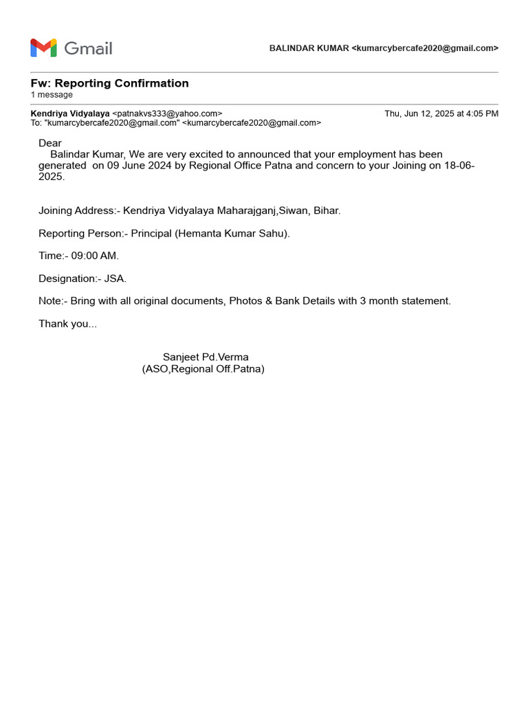 Gmail - FW - Reporting Confirmation | PDF