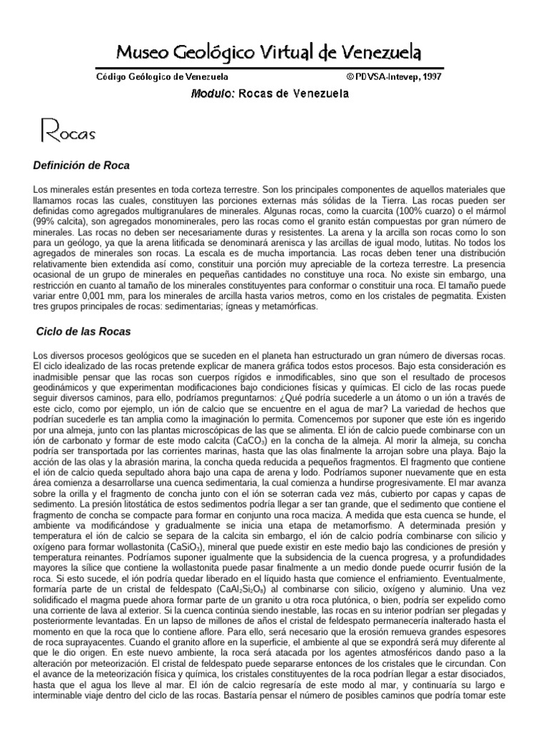 Modulo Rocas de Venezuela, (PDVSA INTEVEP) | PDF | Roca clástica | Roca ...