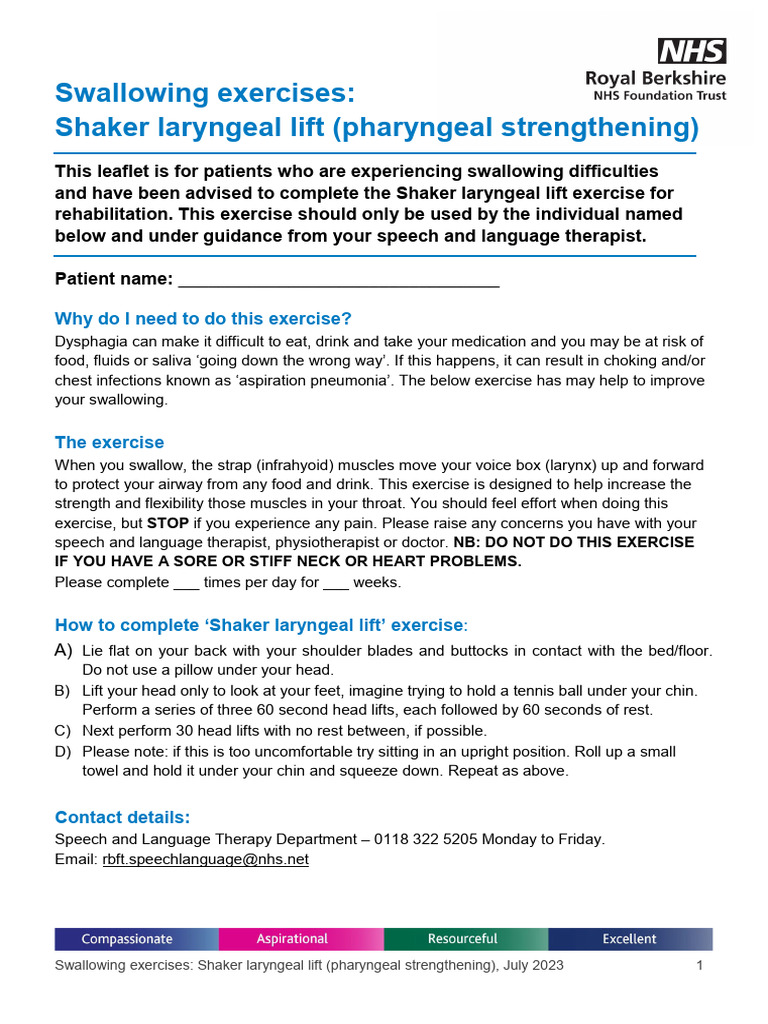 Shaker Laryngeal Lift R. Berkshire | PDF | Diseases And Disorders ...