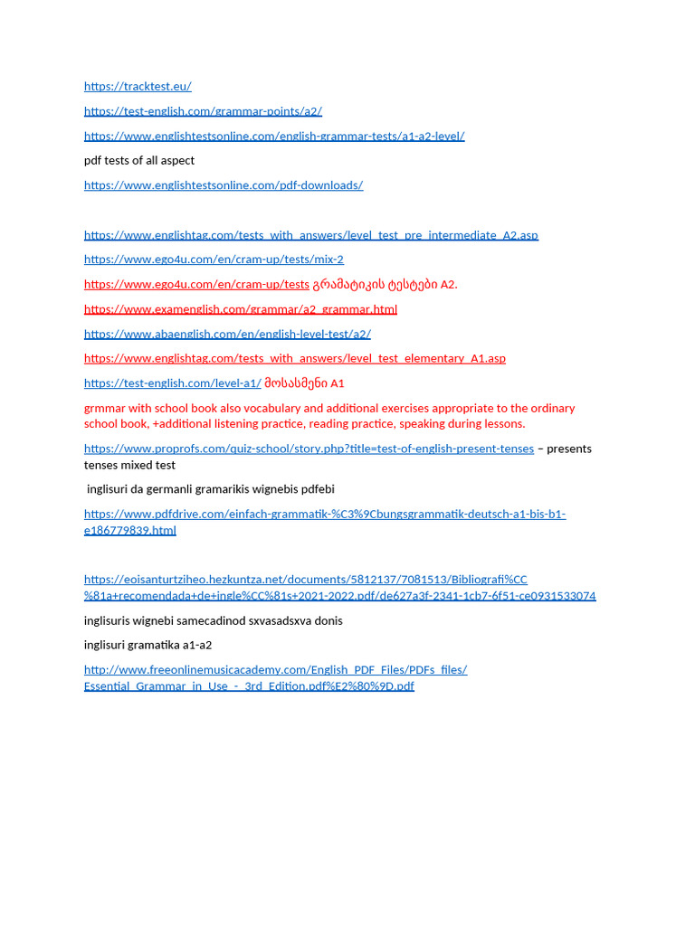 English Level Test Resources PDF | PDF