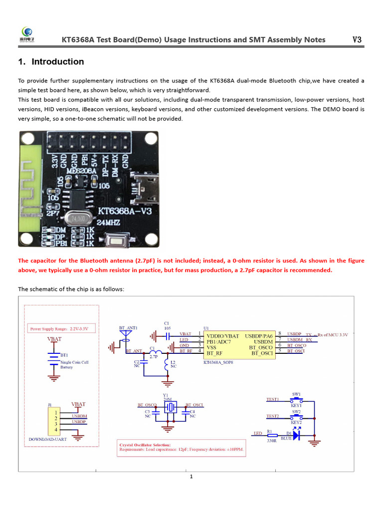 KT6368A Test Board Usage Instructions and SMT Assembly Notes - V3 | PDF ...