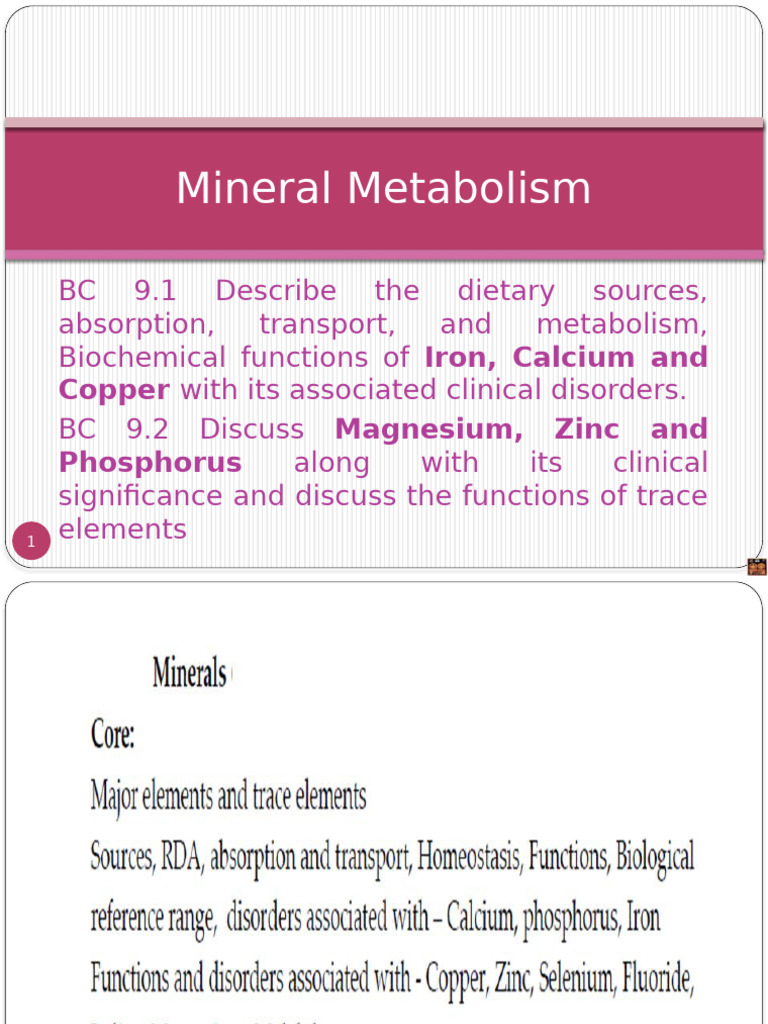 Essential Minerals: Functions & Metabolism | PDF | Chemistry | Materials