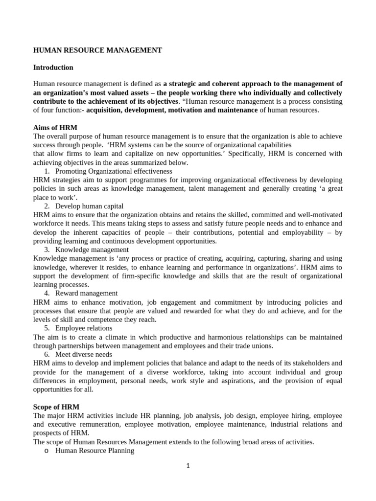 Human Resource Management Overview | PDF | Human Resource Management ...