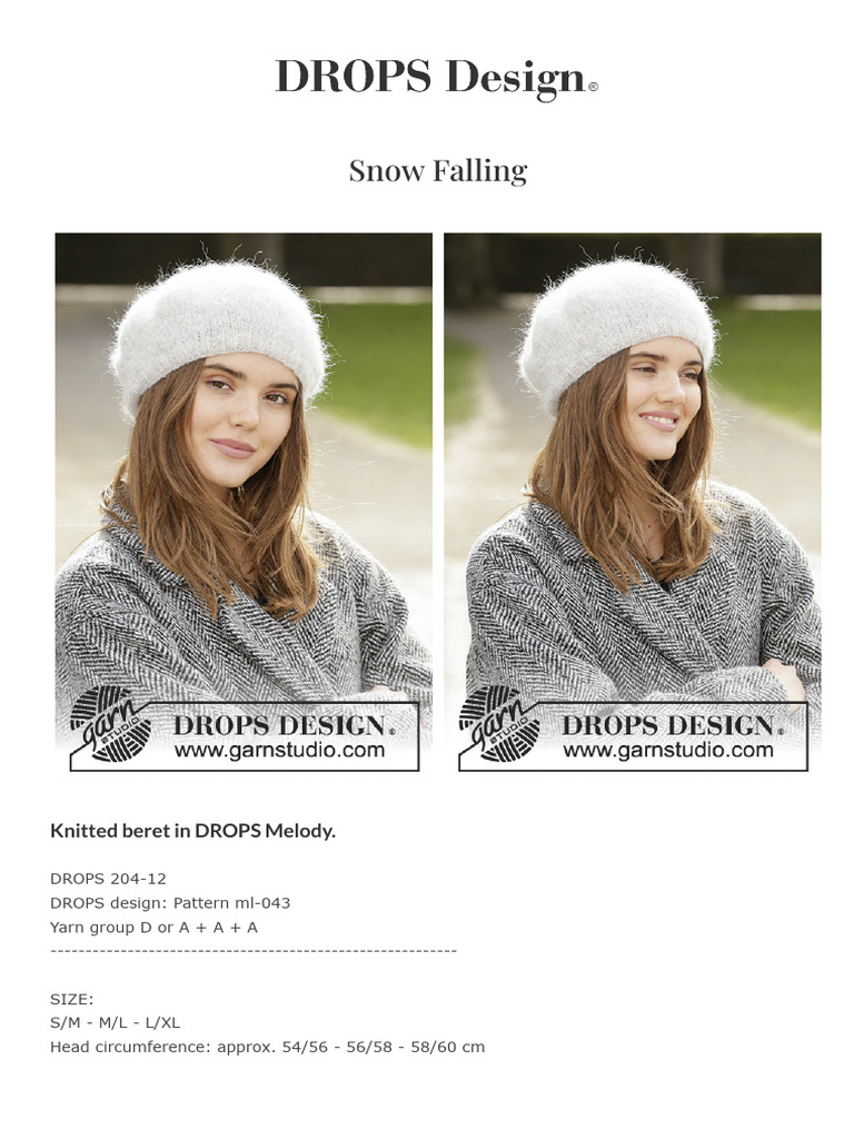 Snow Falling - Knitted Beret in DROPS Melody. - Free Pattern by DROPS ...