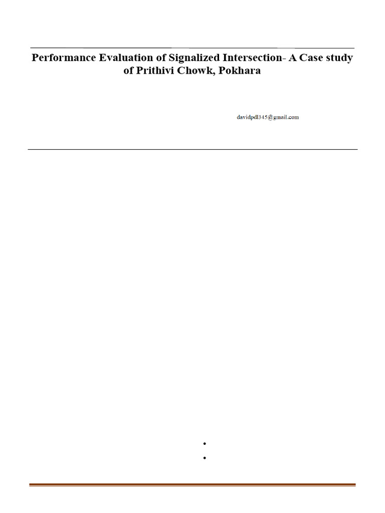Paudel Performance Evaluation of Signalized Intersection A Case Study of Prithivi Chowk Pokhara ...