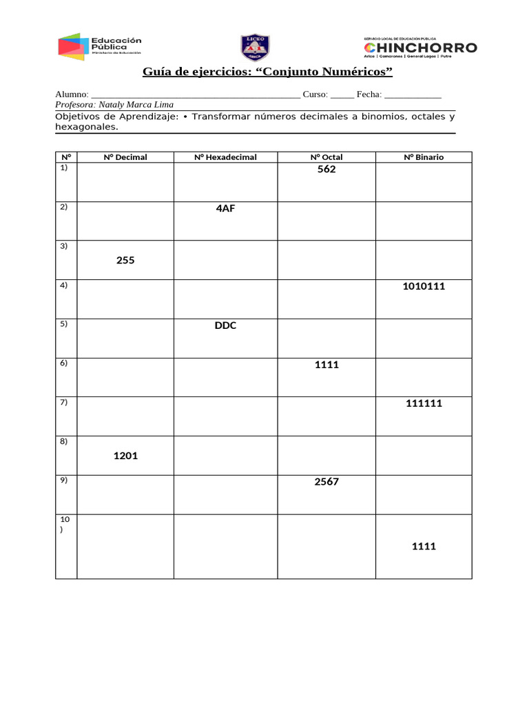 Ejercicios Conjunto Numerico | PDF