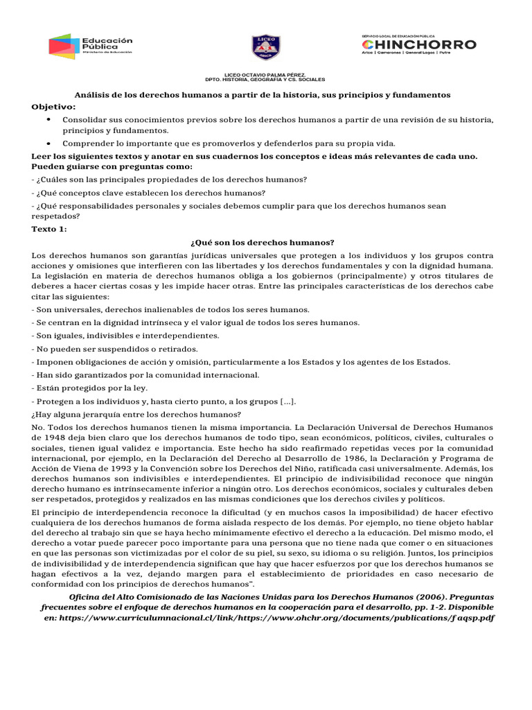 Actividad Derechos Humanos | PDF | Derechos humanos | Teoría de sistemas