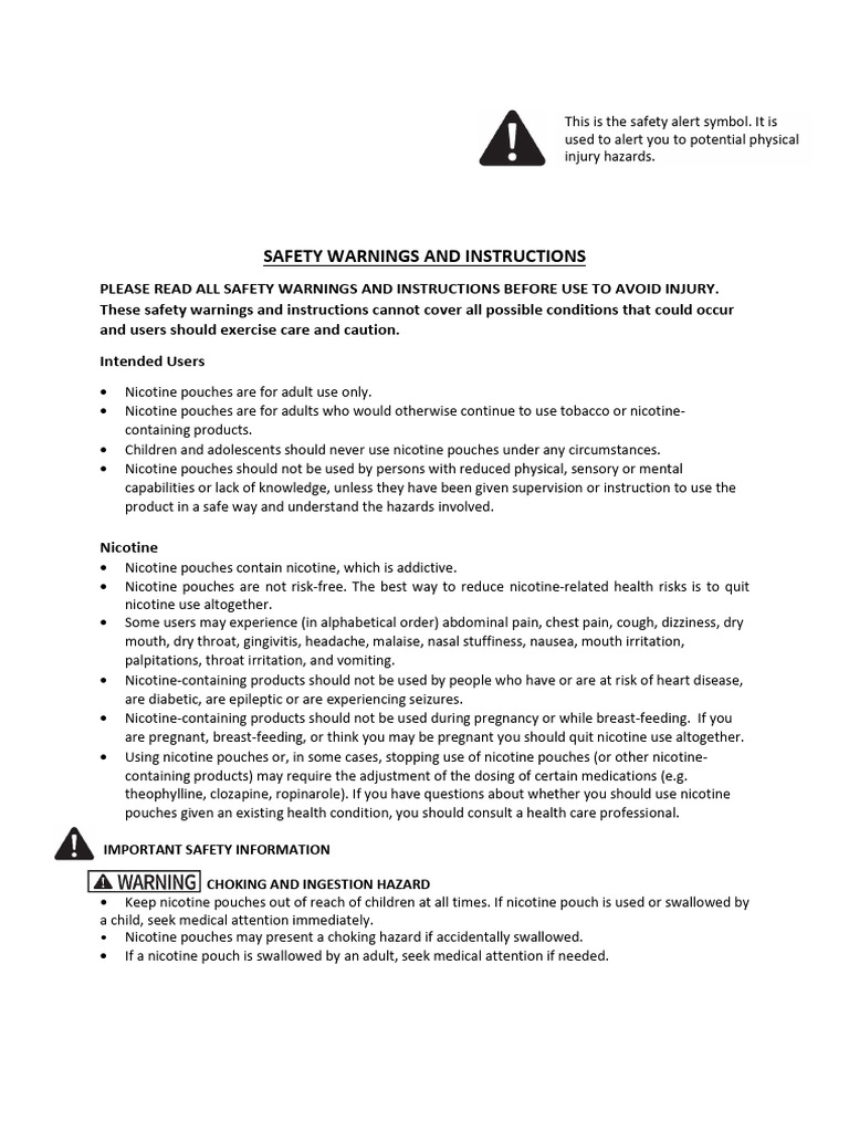 Safety Warnings and Instructions: Important Safety Information (Warning ...
