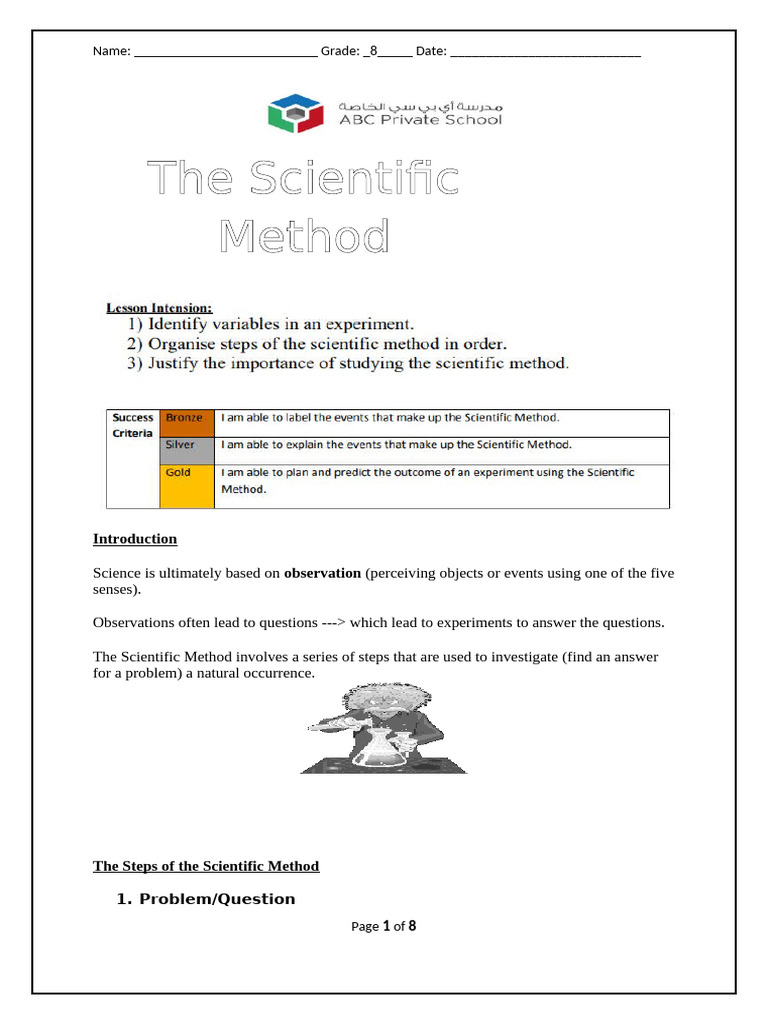 Scientific Method Grade 8 AK | PDF | Experiment | Hypothesis