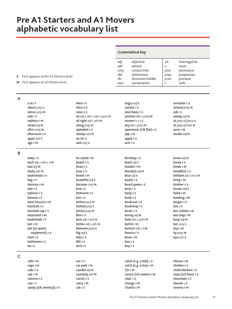 Yle Flyers Word List - Removed - Removed | PDF
