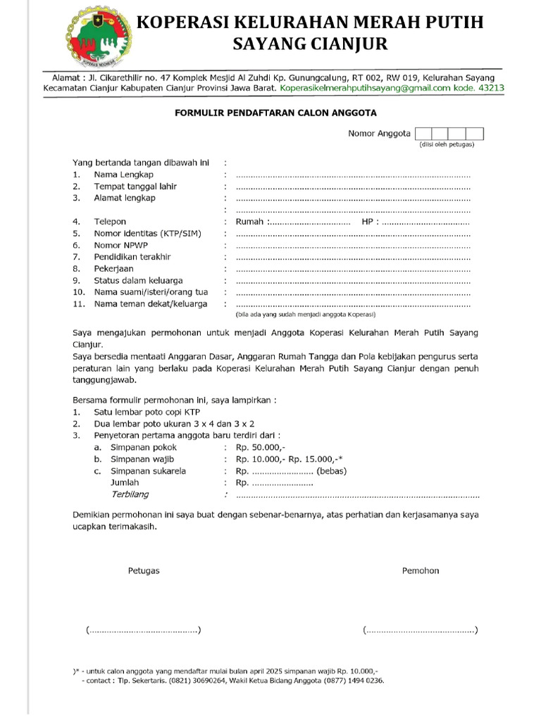 Formulir Pendaftaran | PDF