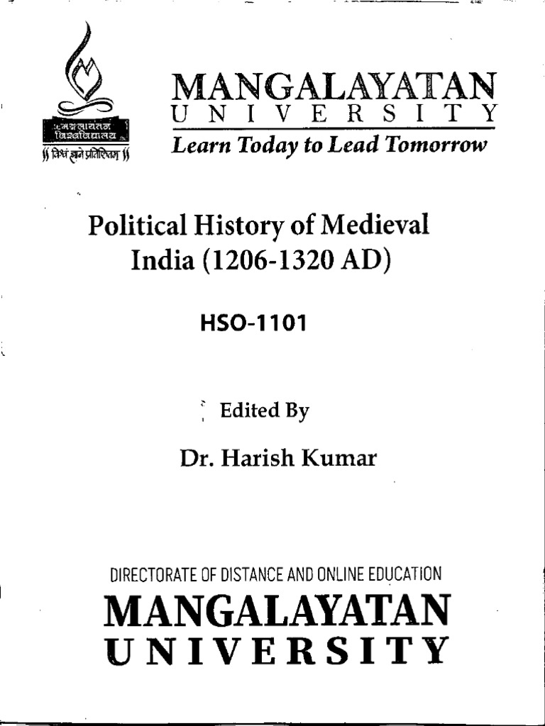 1.3 HSO - 1101 - Political History of Medeval India | PDF