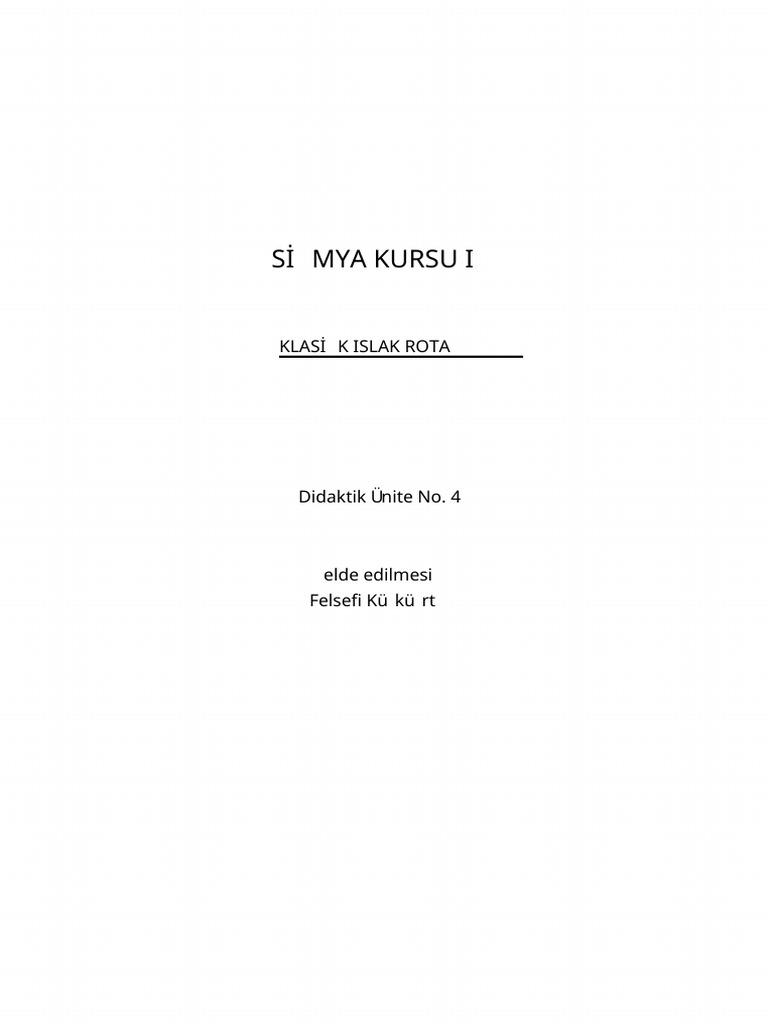 Simya Kursu 4 Klasik Islak | PDF