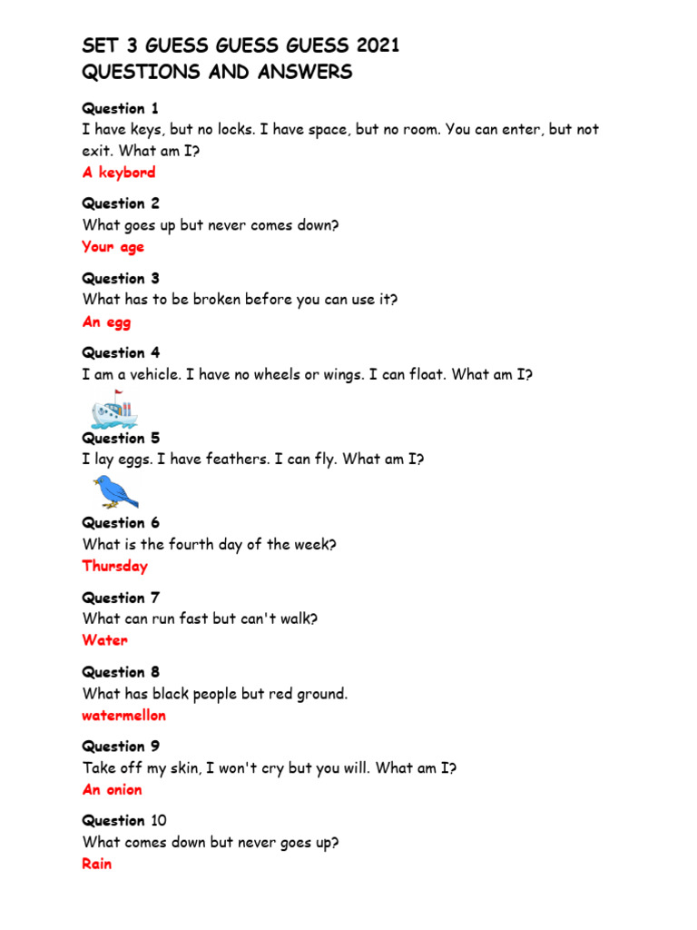 Riddles and Answers for Kids 2021 | PDF