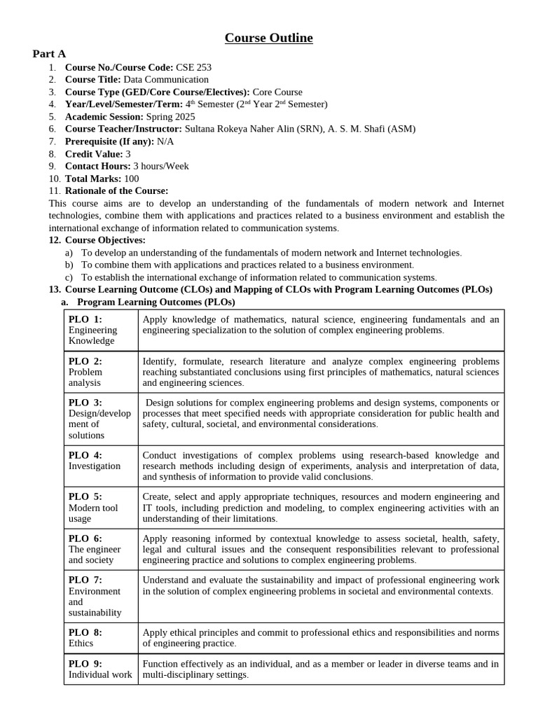 CSE 253 Data Communication | PDF | Engineering | Telecommunications