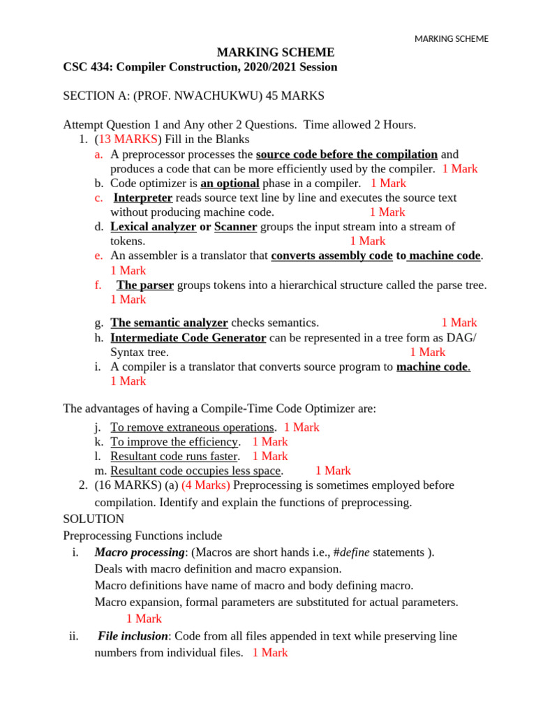 Mado CSC 434 Sol Compil 2021 | PDF | Compiler | Macro (Computer Science)