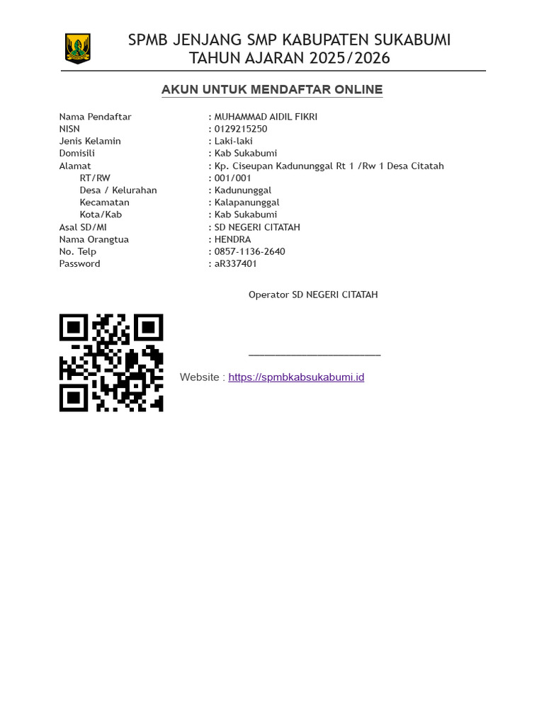 SPMB SMP Kab Sukabumi-Muhammad Aidil Fikri | PDF