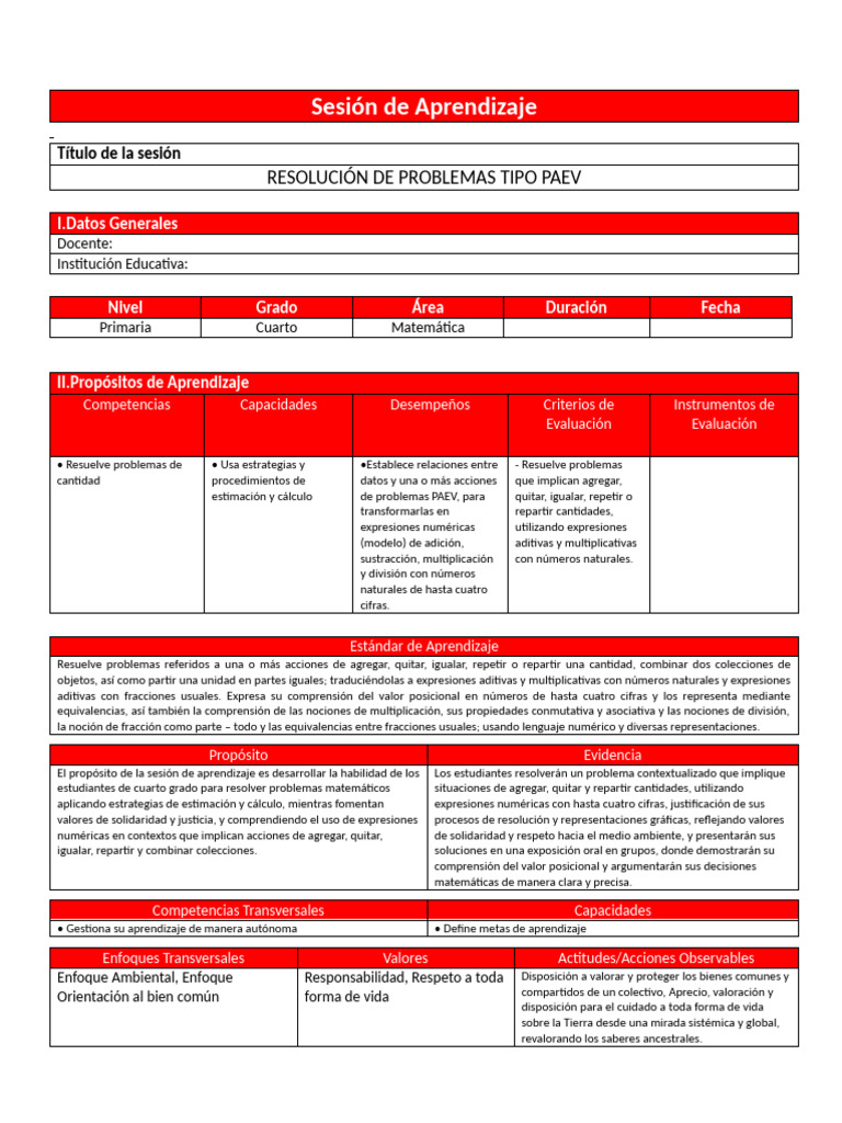 Resolución de Problemas Tipo Paev | PDF | Aprendizaje | Matemáticas