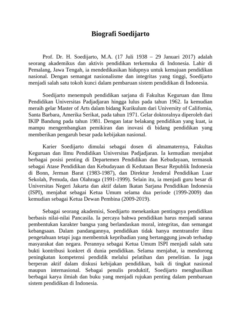 Biografi Soedijarto | PDF