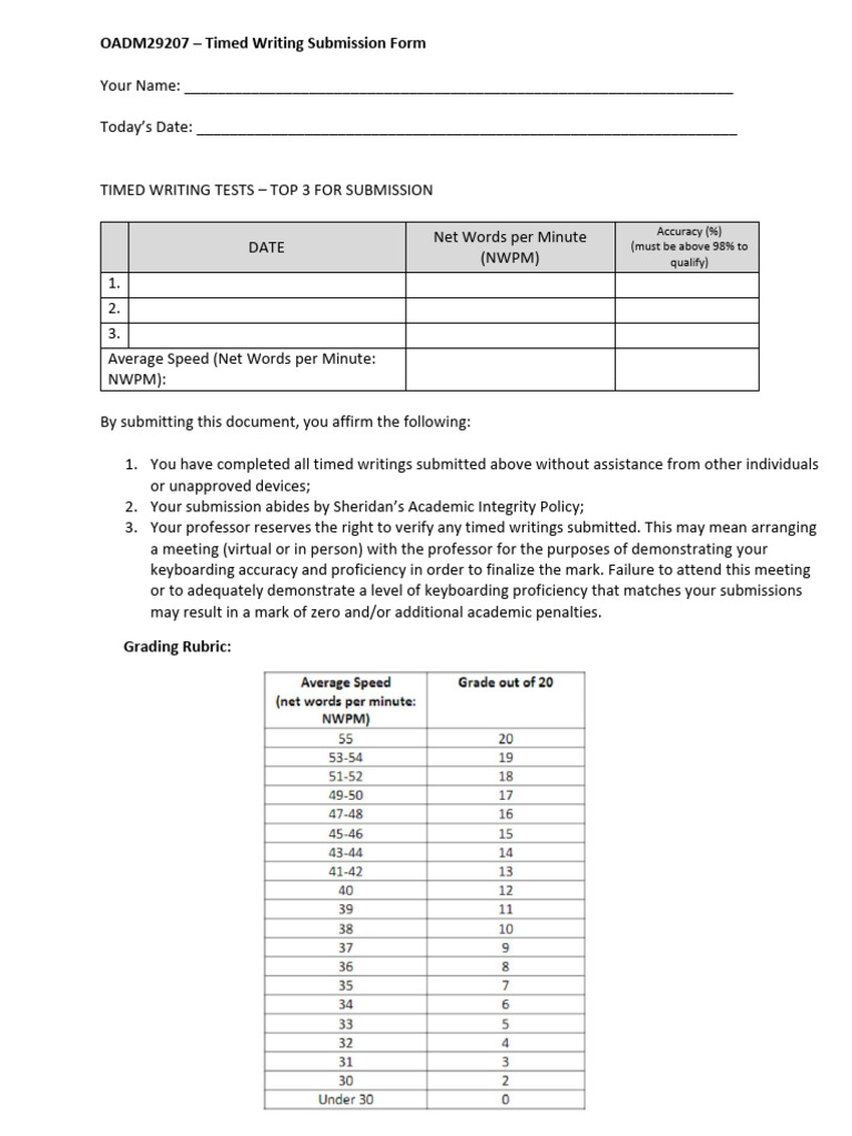Timed Writing Submission Form | PDF