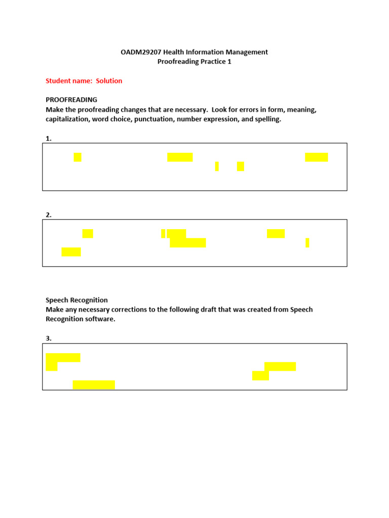 Proofreading Practice 1 Solution | PDF
