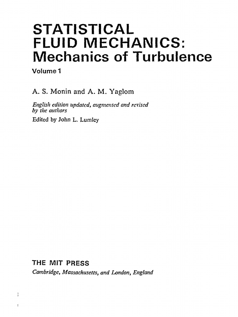 As, AM - 1975 - Statistical Fluid Mechanics Mechanics of Turbulence | PDF