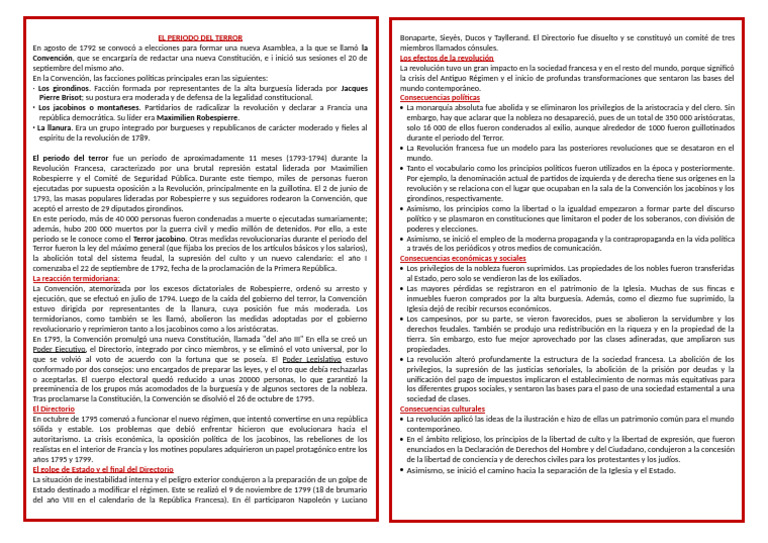 El Periodo Del Terror | PDF | revolución Francesa | Reino del terror