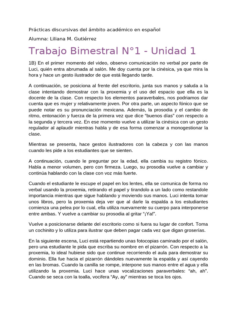 Trabajo Bimestral N°1 - Unidad 1 | PDF