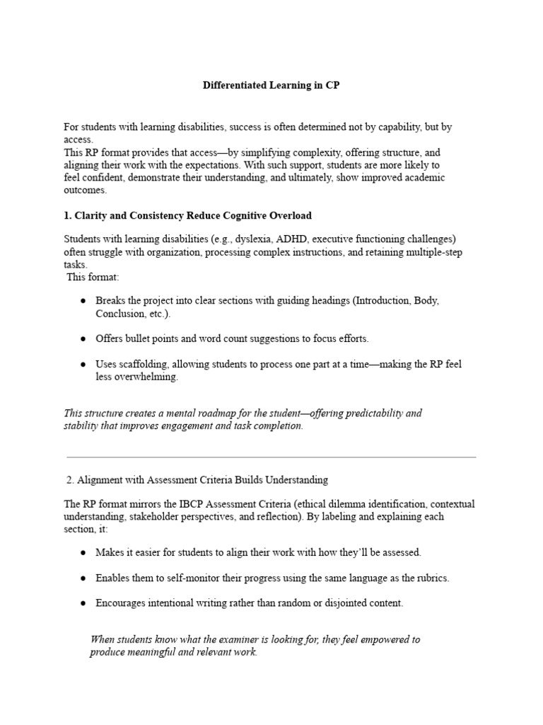 Reflective Project - Template | PDF | Learning Disability | Learning