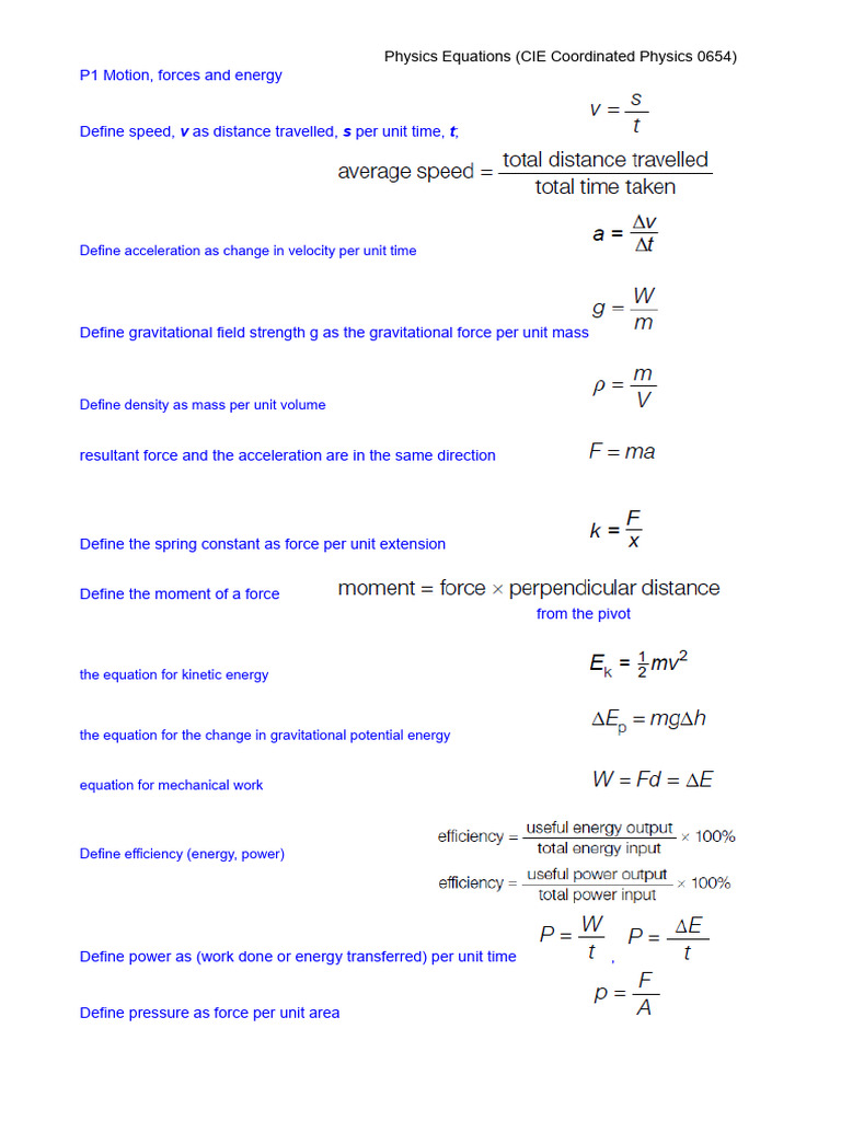 CIE Coord Physics Equations | PDF
