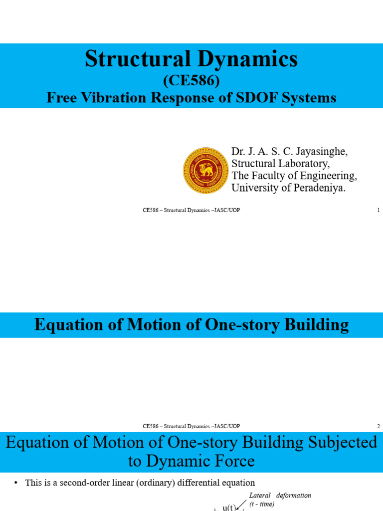 SDOF Free Vibration Response | PDF | Damping | Applied And Interdisciplinary Physics