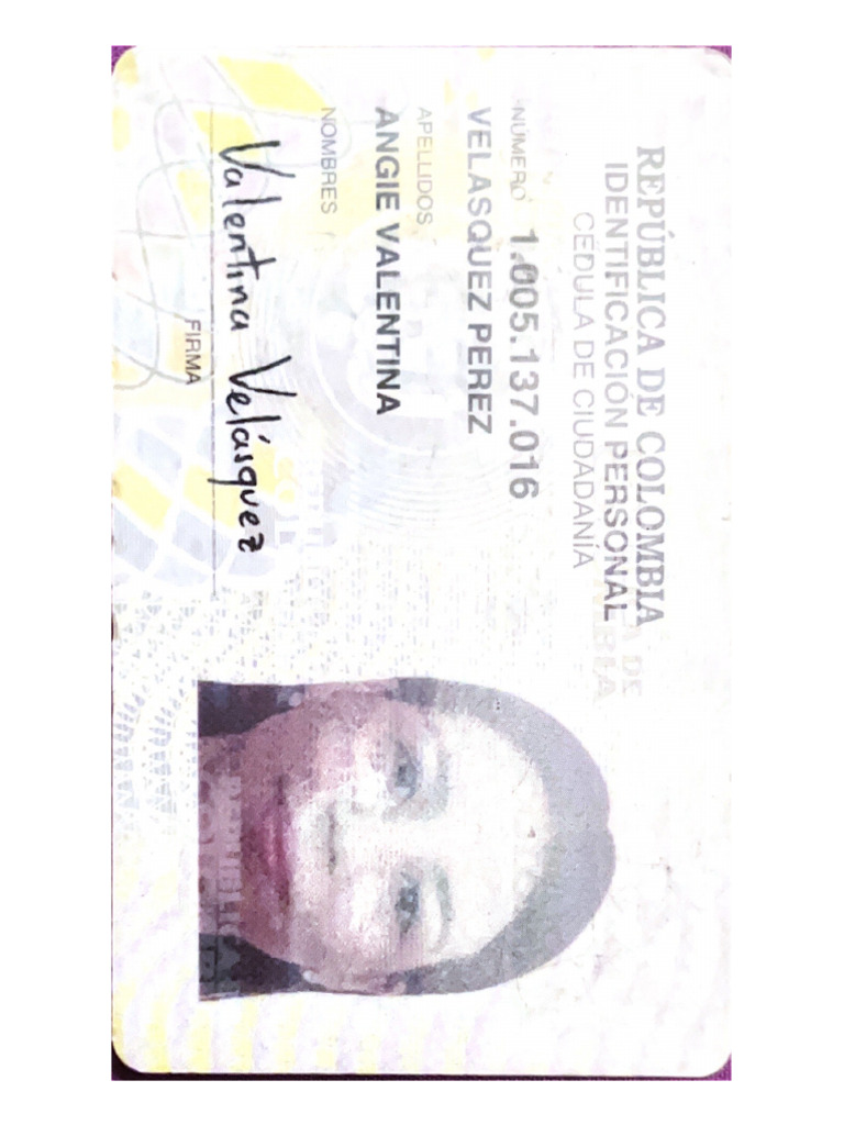 CEDULA DE CIUDADANÍA - Valentina Velásquez | PDF