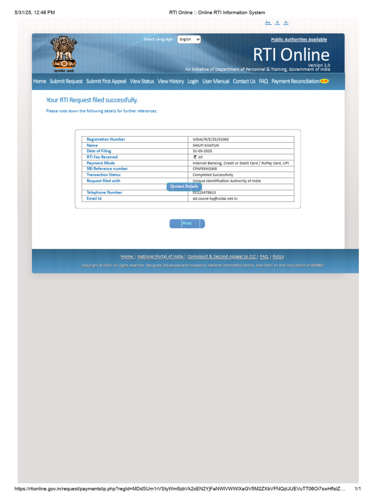 RTI Online - Onfline RTI Information System | PDF | Payments | Banking ...