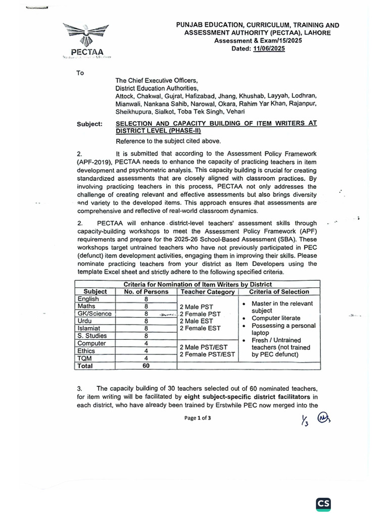 Letter To CEOs For Selection and Capacity Building Workshop Phase II | PDF