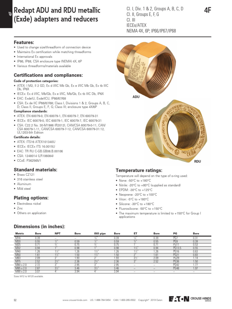 Exde Metallic Adapters and Reducers | PDF | Materials | Building Materials
