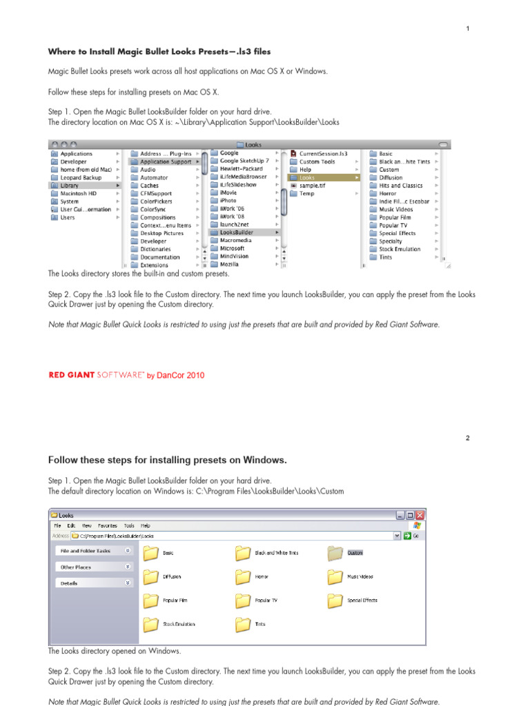 Presets Looks Instalation Guide | PDF