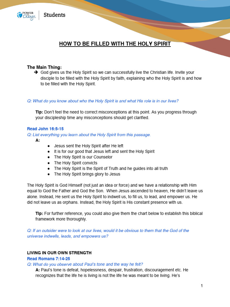 How to Be Filled with the Holy Spirit | PDF | Holy Spirit | Confession ...
