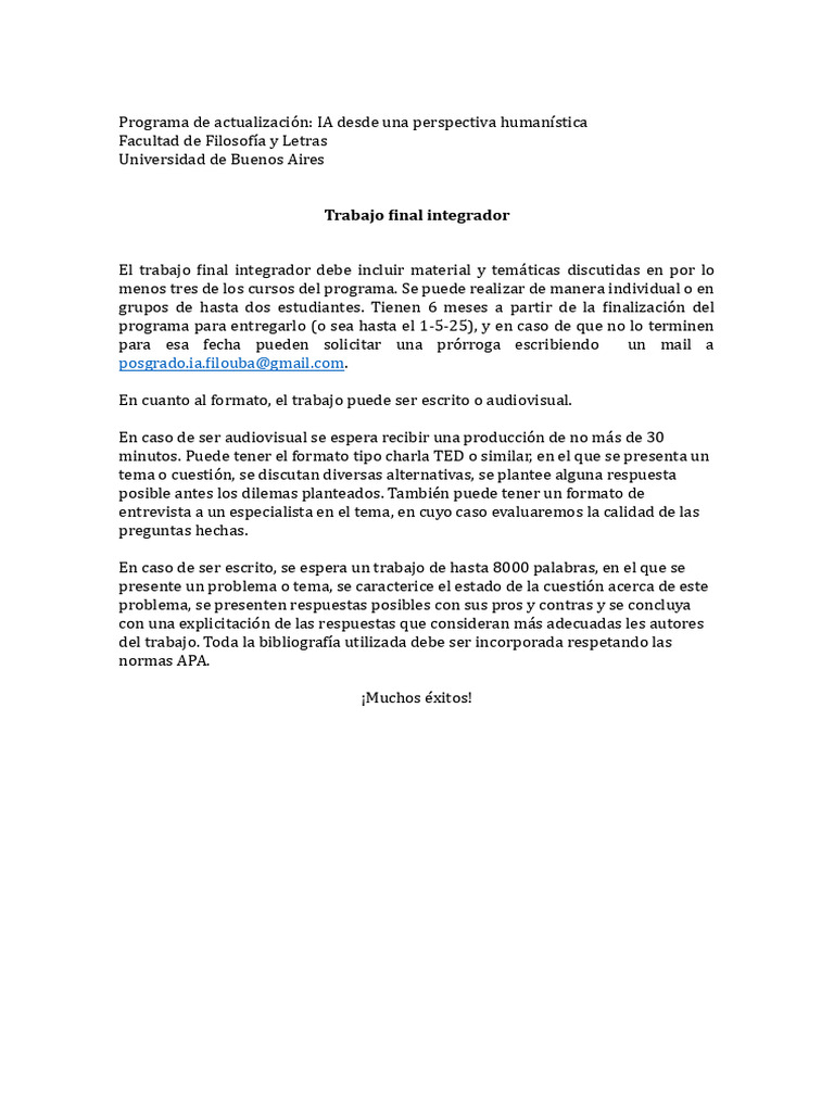 Trabajo Final Integrador-Consignas | PDF