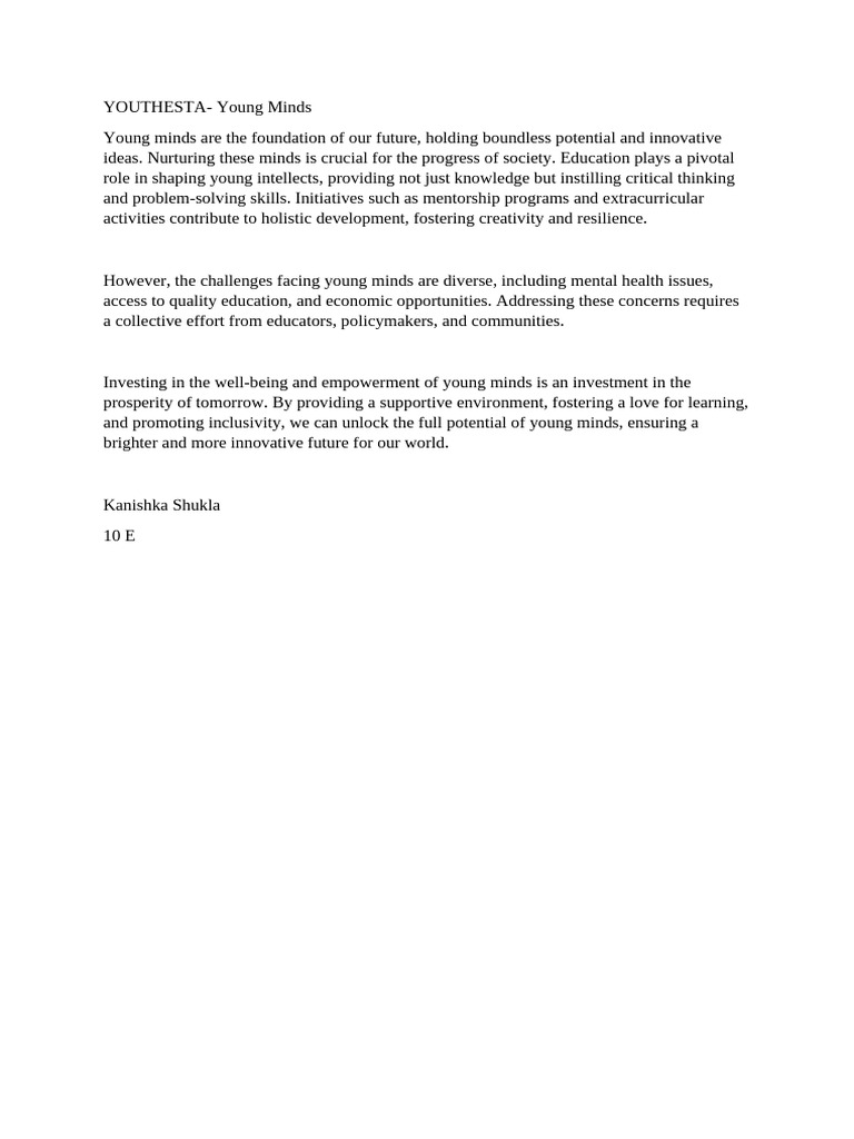 YOUTHESTA - Young Minds | PDF