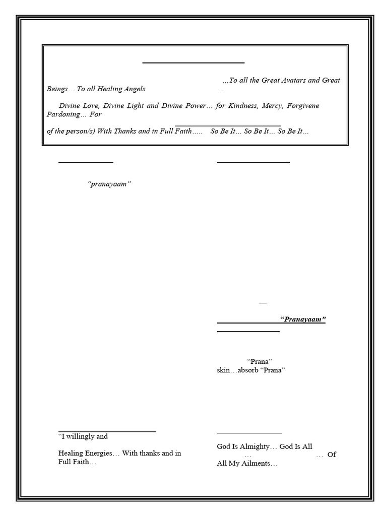 Pranic Healing Invocation and Techniques | PDF | Prana | Spirituality