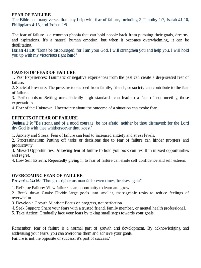Bible Verses to Overcome Failure Fear | PDF