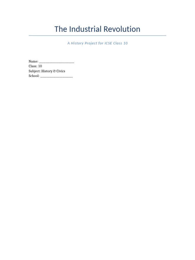 ICSE Industrial Revolution Project | PDF
