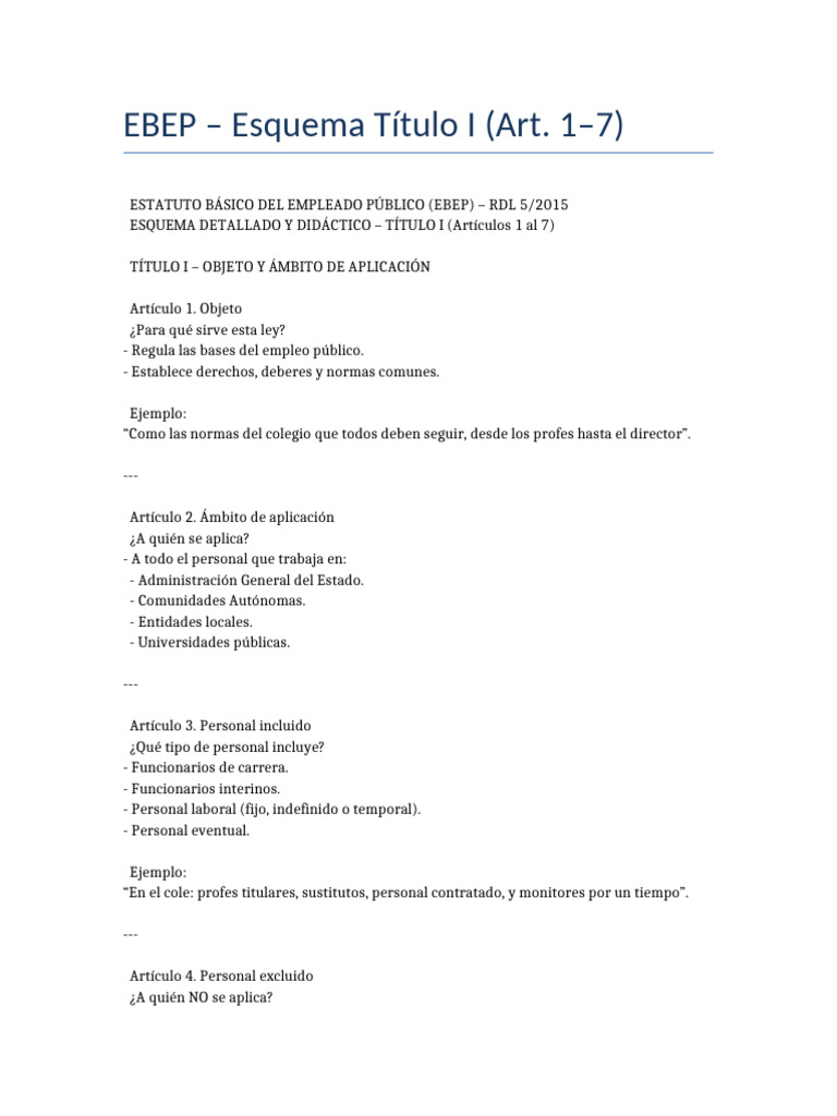 Esquema Titulo I EBEP Correcto | PDF