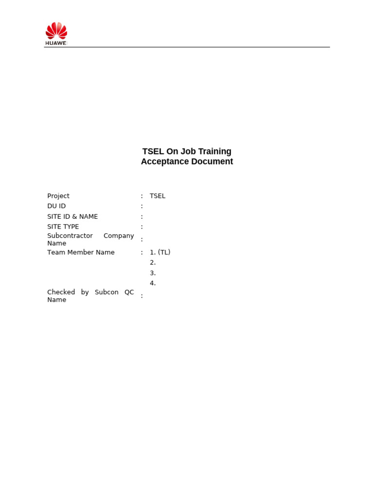 Acceptance Document TSEL OJT v1.0 | PDF