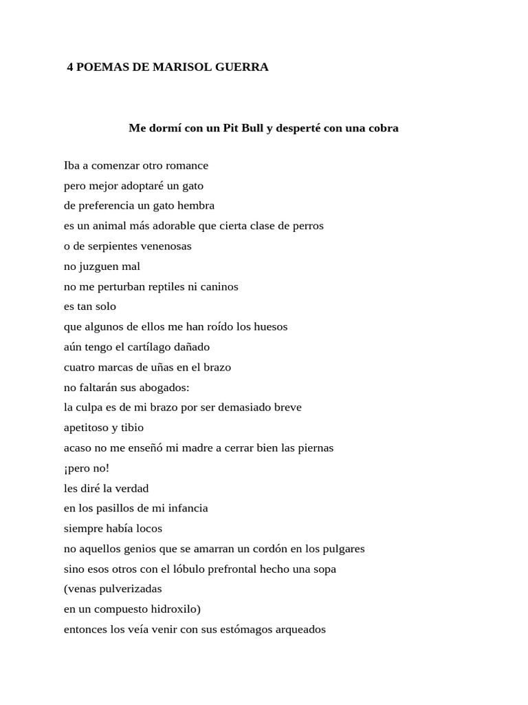 Poemas de Marisol Guerra: Reflexiones íntimas | PDF